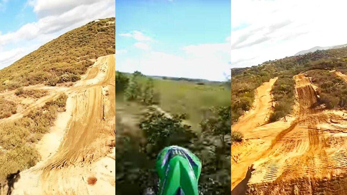 Questo è ciò che vede uno dei migliori acrobati di moto quando salta ...