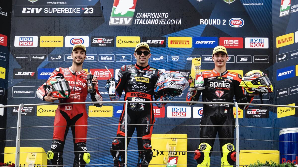 CIV 2023. Gara2 Mugello. Le Ducati sono imprendibili sul bagnato ...