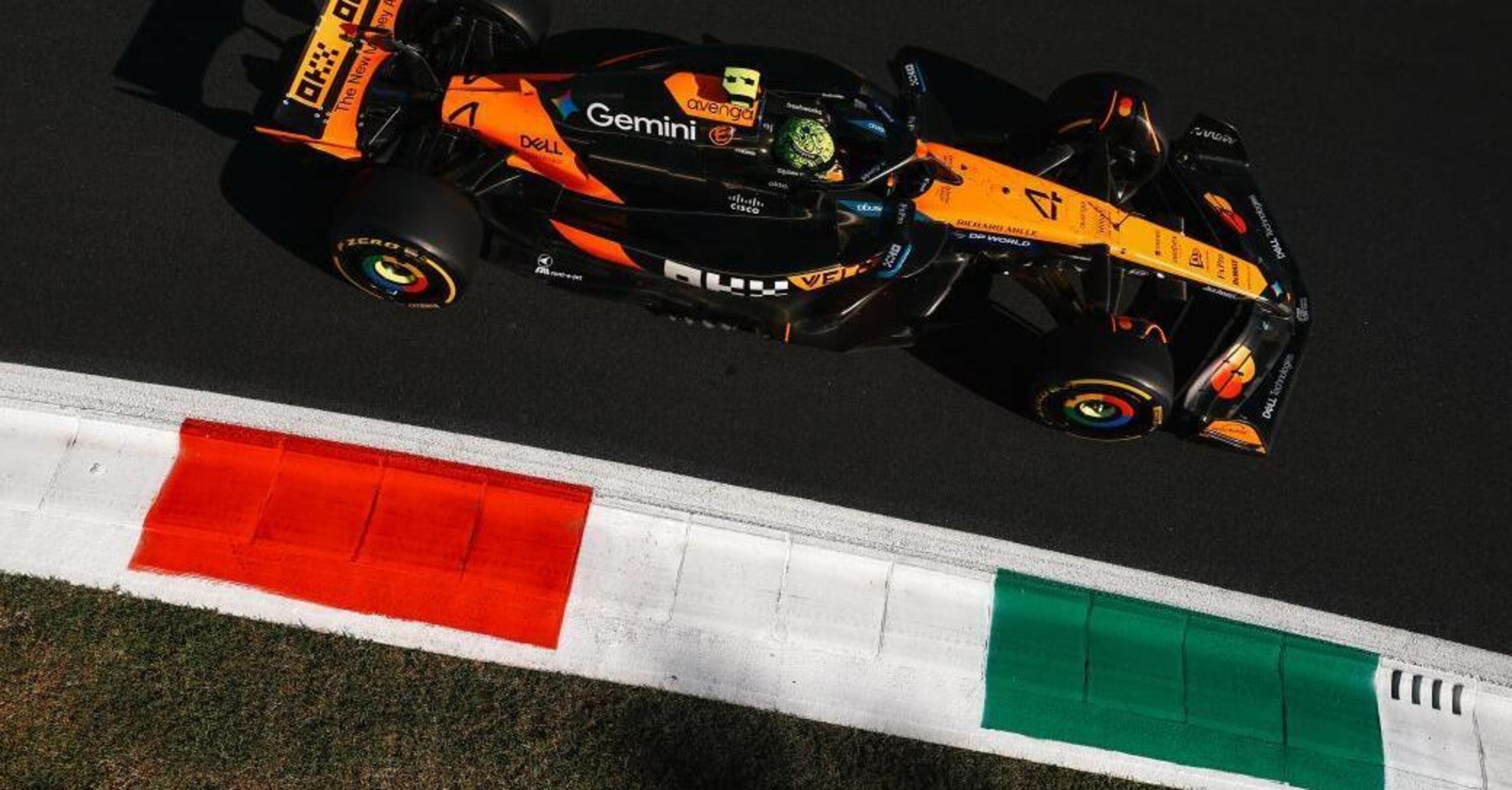 F1. GP Monza: Norris domina la FP2, Leclerc vicino. Piastri sotto investigazione, Antonelli ...